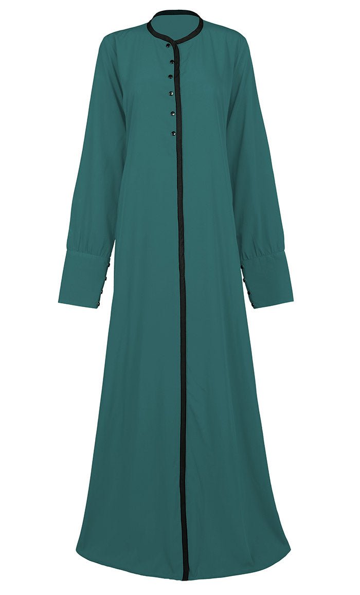 Women's Comfortable Basic Teal Crepe Abaya With Pockets - Final Sale