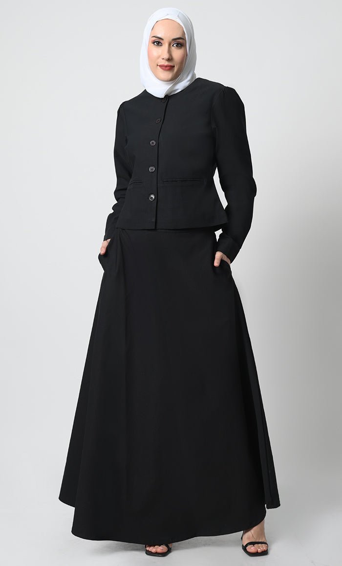 2-Piece Cotton Twill Uniform – Round Neck, Cuffed Sleeves, Pockets