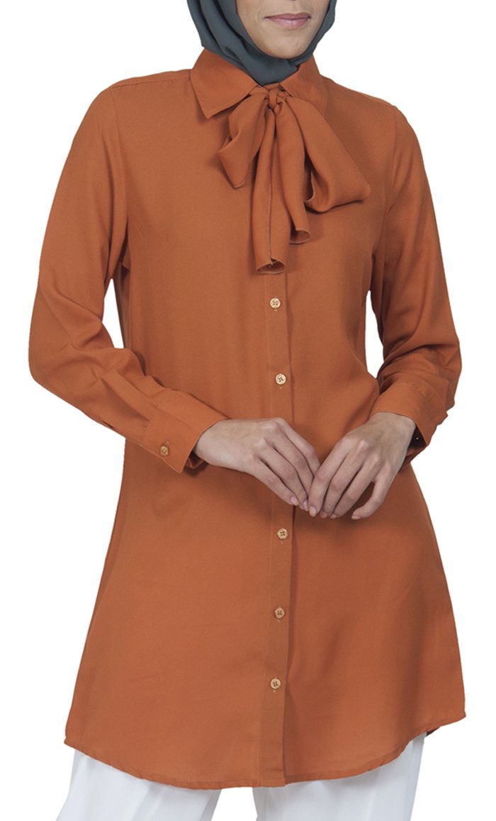 Modest work-wear Tunic Shirt- Rust – EastEssence.com